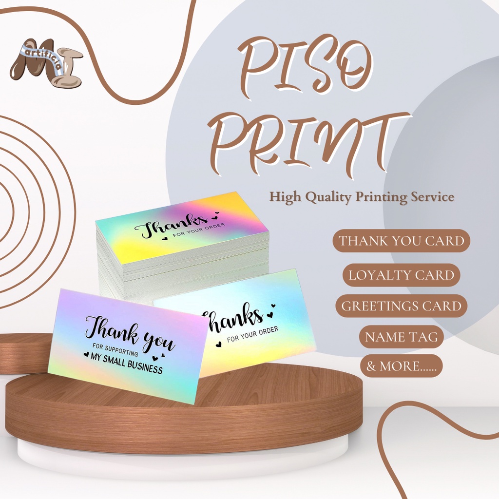 Piso print cards thank you card loyalty card invitation card wedding ...