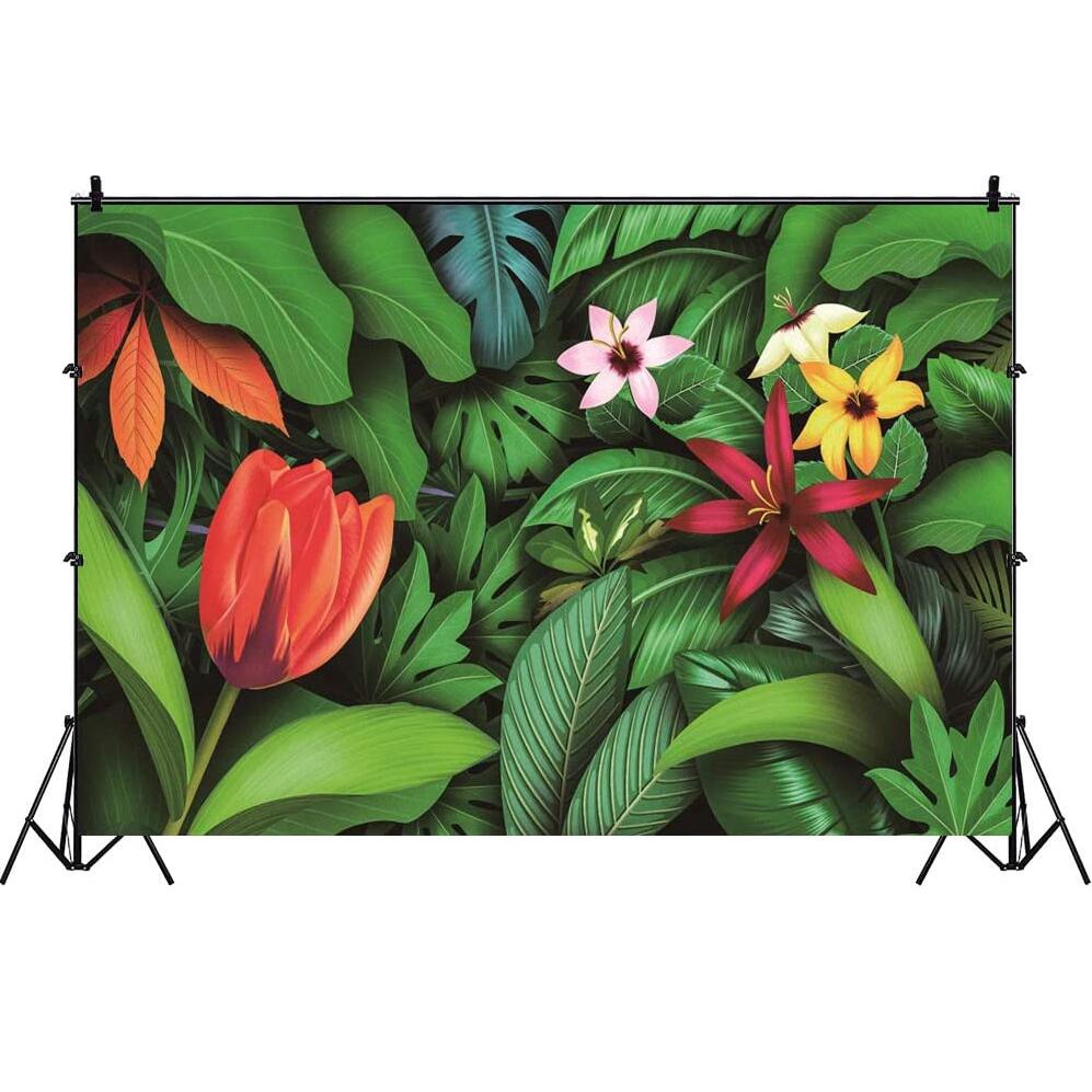 5x3ft Tropical Rainforest Backdrop Jungle Lush Green Plants Palm Leaves ...
