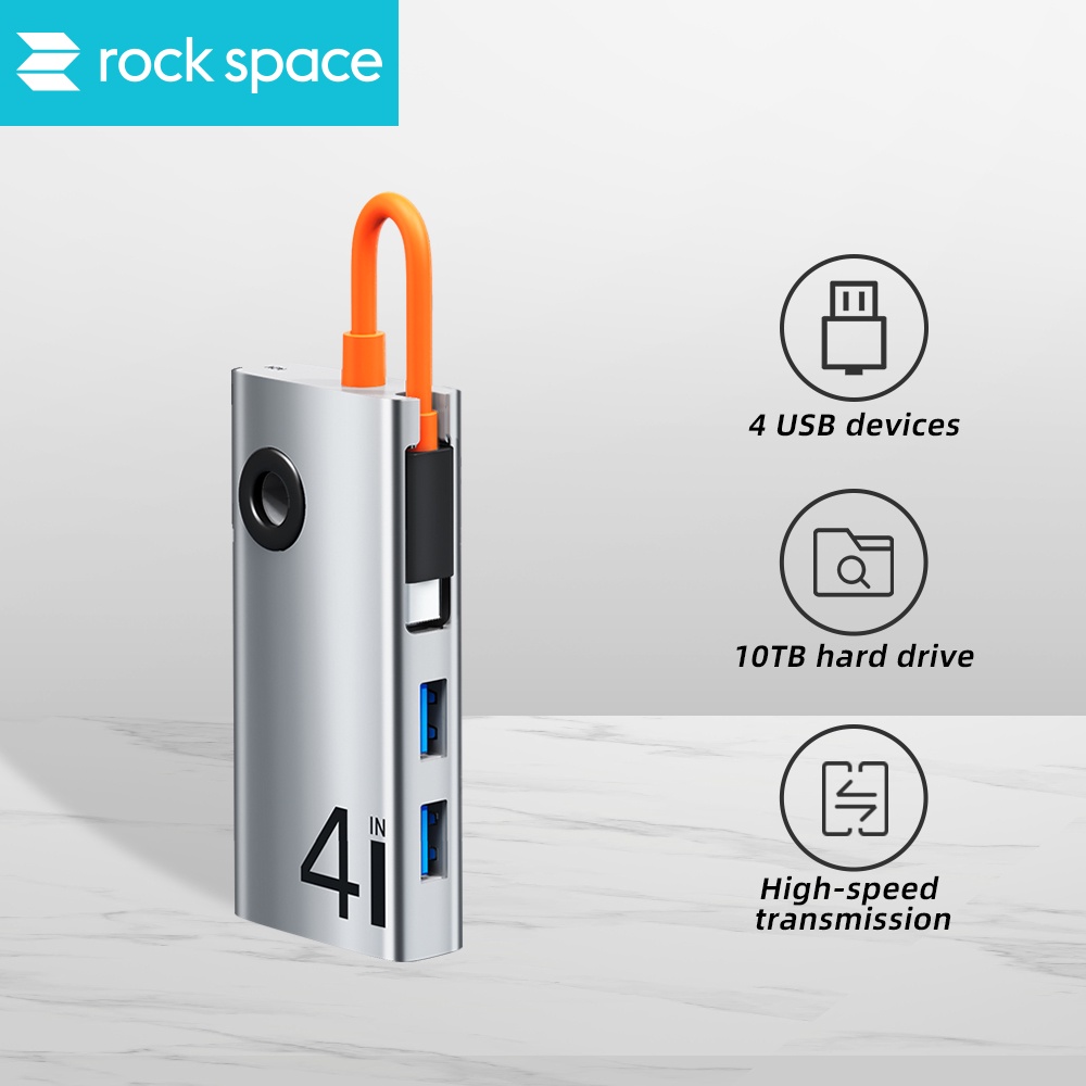 Rock Space TR25 4 in 1 Type-C TO USB3.0*4 +Type-C Multi-function ...