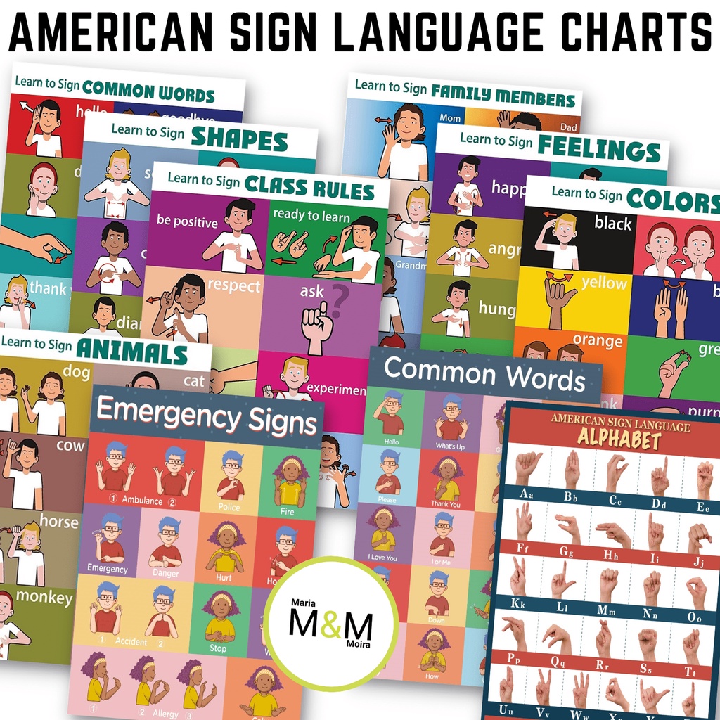 American Sign Language Charts ASL Posters | A4 Size & Laminated ...