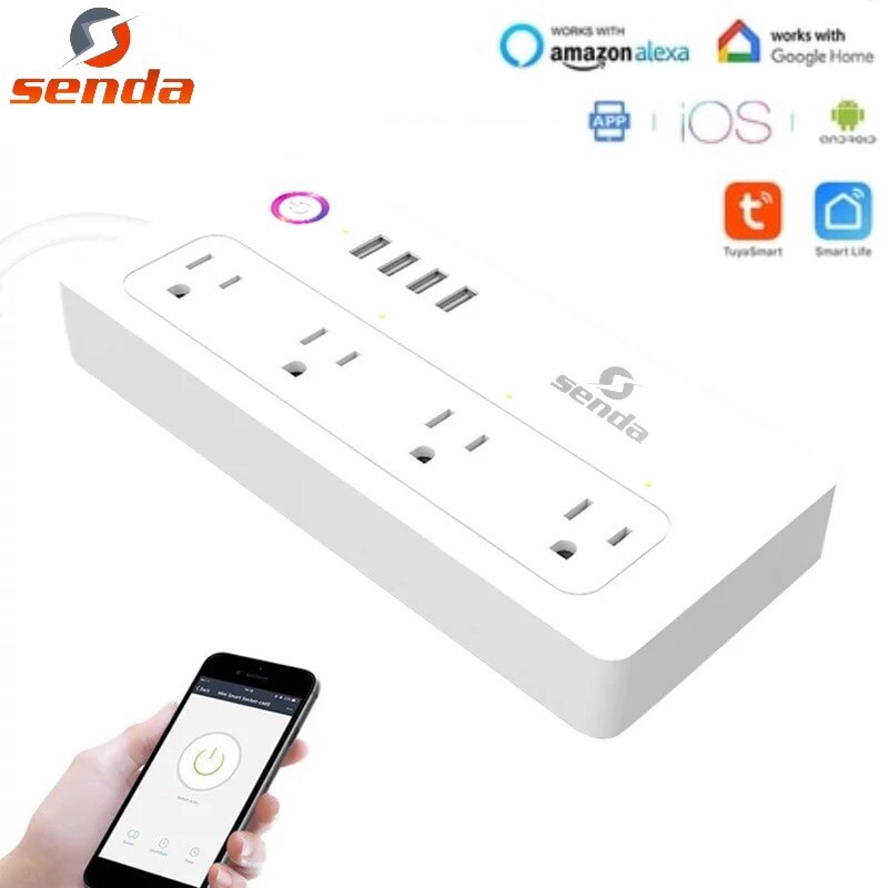 Smart WiFi Socket Plug APP Remote Voice Individual Control Power Strip ...