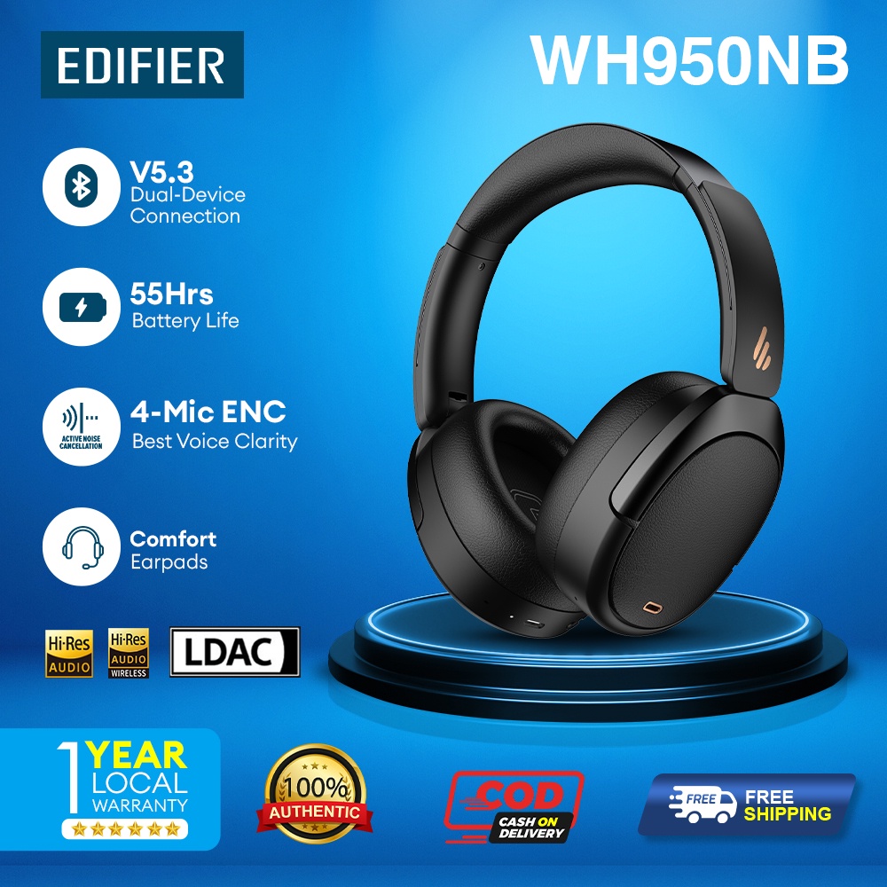 Edifier Wh950nb Anc Hi-Res Wireless Bluetooth Headphones With Enc Mic ...