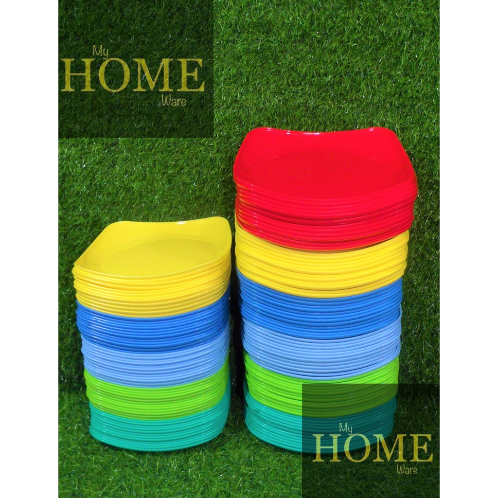 ( JIGO ) Square Colorful plastic plate (RANDOM COLORS) (PER DOZEN ...