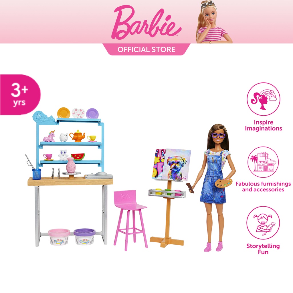 Barbie Relax and Create Art Studio Doll and Playset for Girls - gift ...
