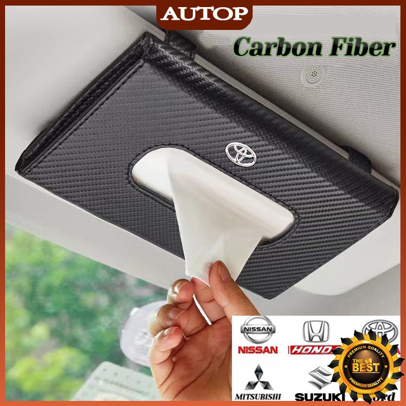 Car Organizer Accessories Carbon Fiber Leather Tissue Holder Box for ...