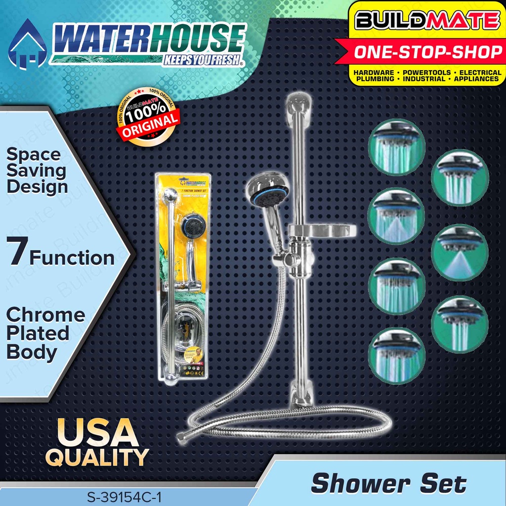 BUILDMATE Waterhouse 7 Function Shower Set Chrome Body Handheld Shower Head Shower Kit S-39154C ...