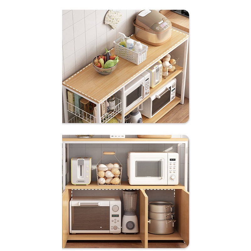 Rak Dapur Susun Minimalis Rak Oven Microwave Bumbu Dapur Kayu Serbaguna ...