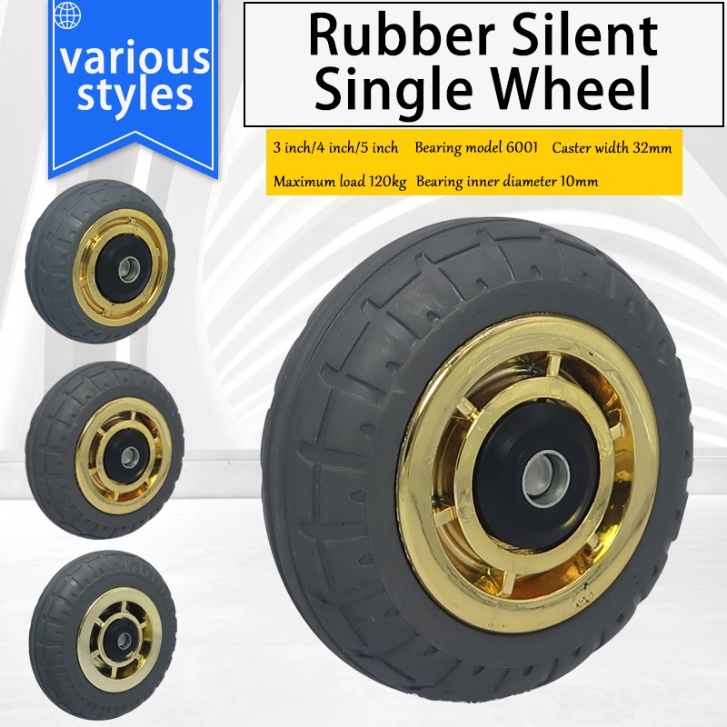 Bearing 6001 3'4' 5' Trolley Single Wheel Push Cart Heavy Duty Rubber ...