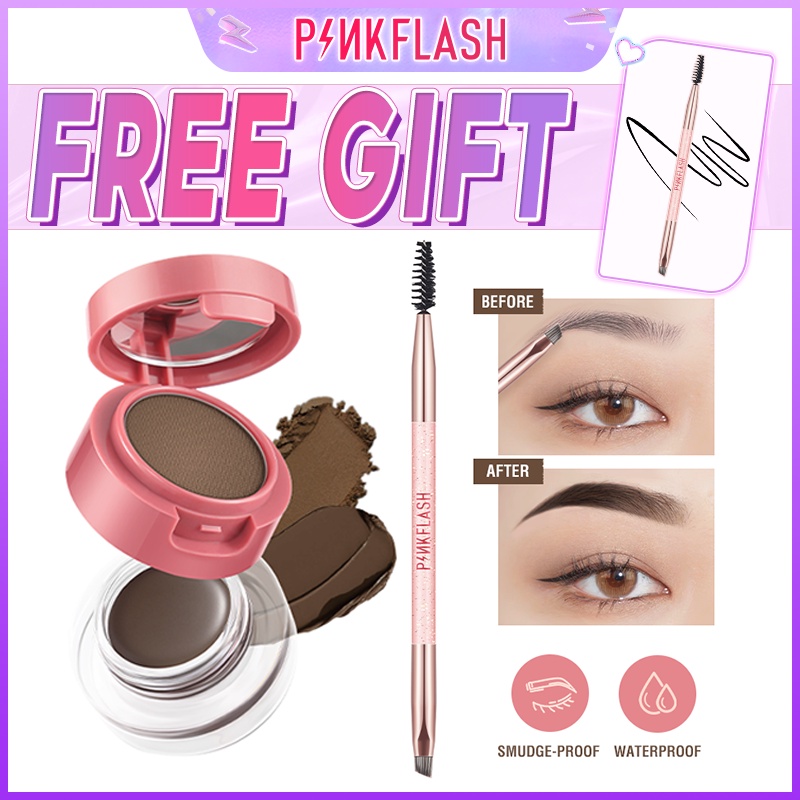 PINKFLASH 2-in-1 duo effect eyebrow cream & powder gel pomade Eyeliner ...