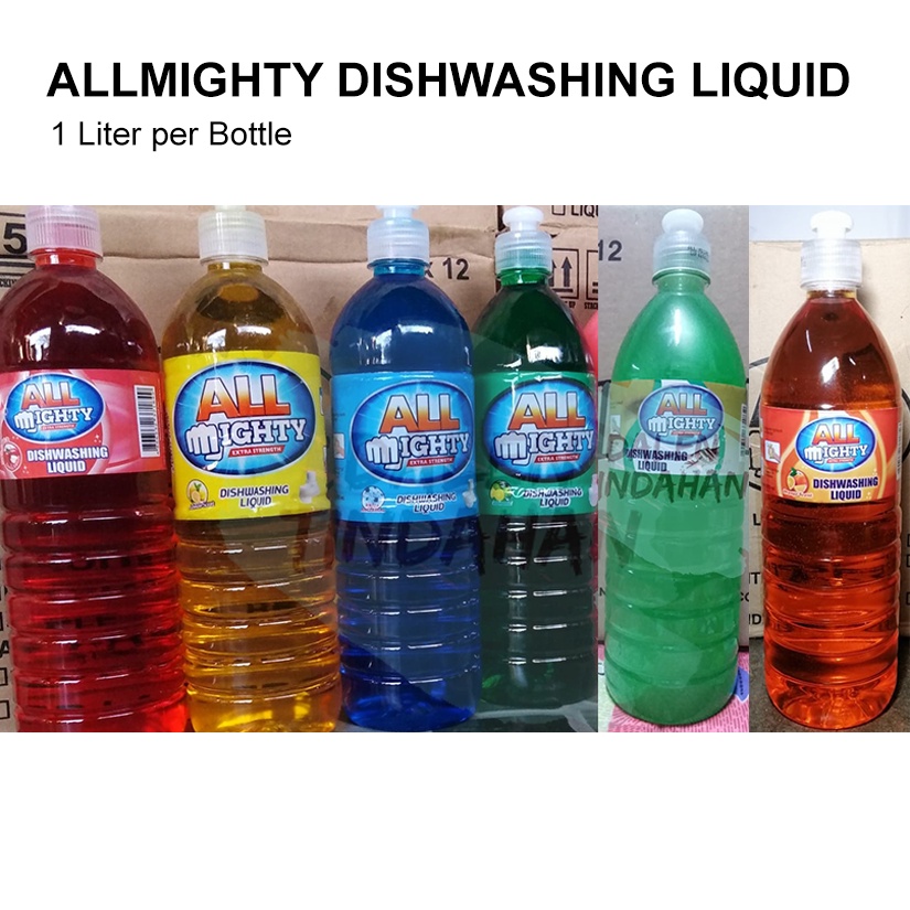 Allmighty Dishwashing Liquid 1 Liter / Red / Blue / Yellow / Orange ...