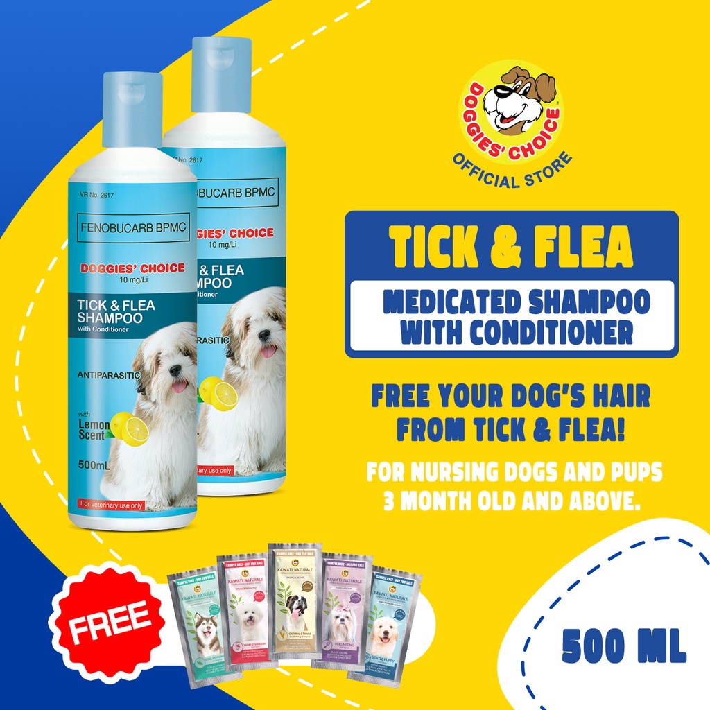 Doggies' Choice 2 Bottles Tick & Flea Shampoo - 500ml (w/ Free Kawati ...