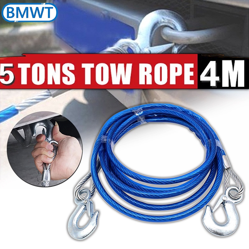 High Strength 5 Ton 4m Car Vehicle Boat Steel Wire Tow Rope | Shopee ...