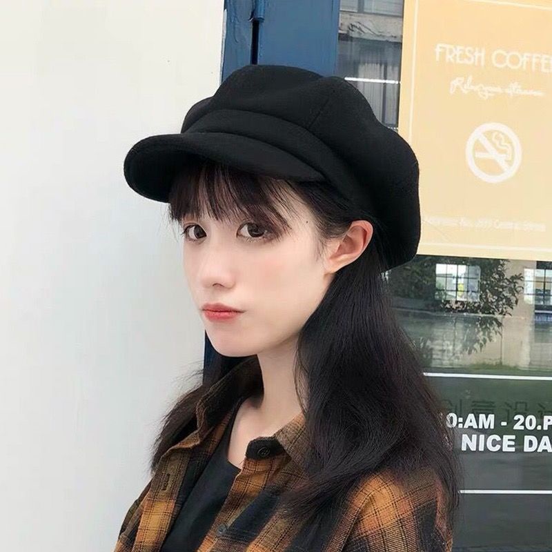 Women beret hat korean /Autumn Winter Solid Plain Octagonal Cap ...