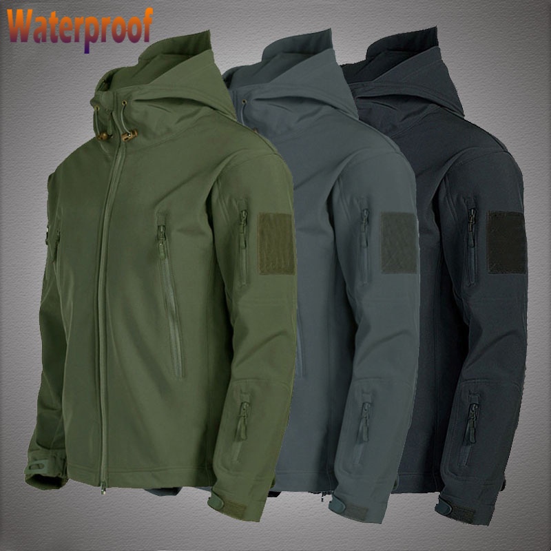 ready stock Shark Skin Soft Shell Jackets Men Tactical Windproof ...