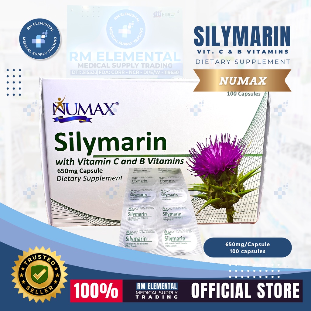 Numax SILYMARIN (with Vitamin C & B 650mg) 50, 100 Capsules | Shopee ...