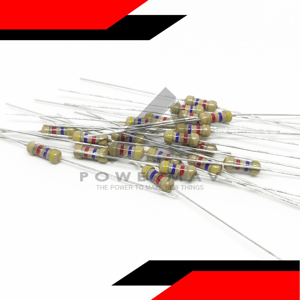 20pcs 4.7k ohms resistor 4 band 1/4w carbon film taiwan original 5% 0 ...