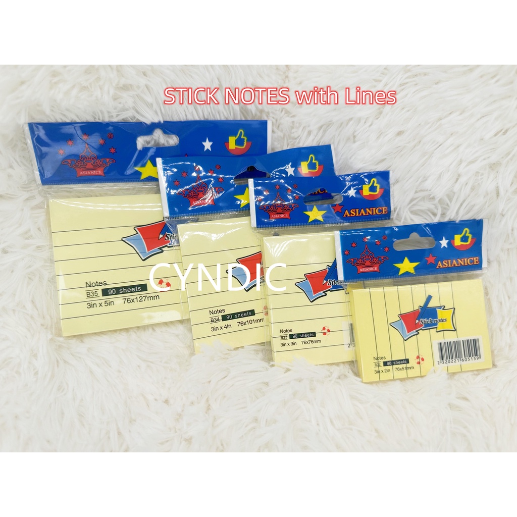 Asianice Yellow Pad Stick Notes with Lines 2X3, 3X3, 3X4, 3X5 inches ...