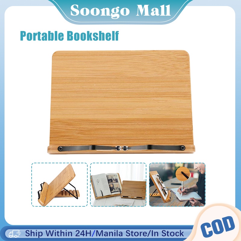 Reading Bookshelf Foldable Wooden Recipe Stand Tablet Pad Support 5 ...