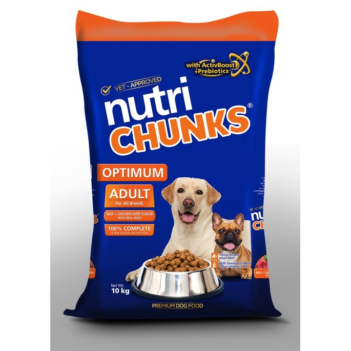 Nutri Chunks Optimum Adult Beef + Chicken Liver Dog Food 10kg | Shopee ...