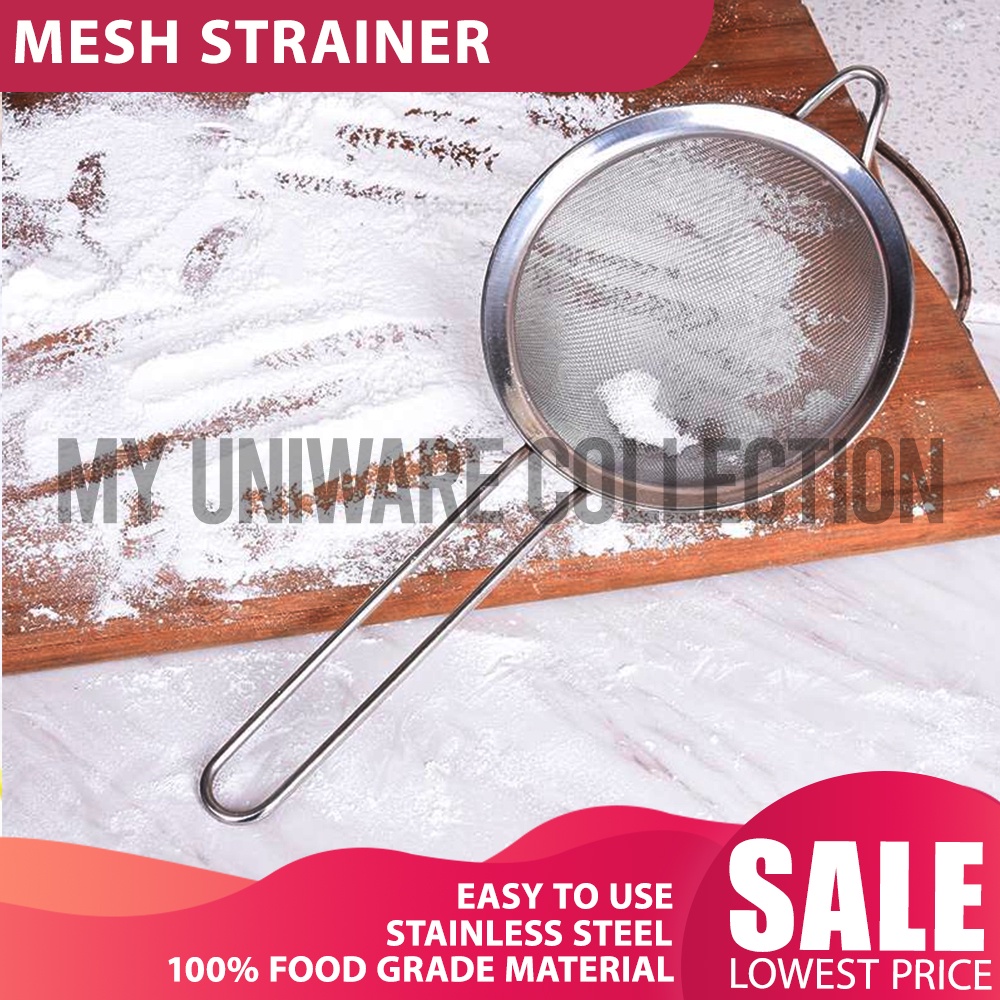 Strainer w/ Handle - Stainless Steel Fine Mesh Basket Kitchen Strainers ...