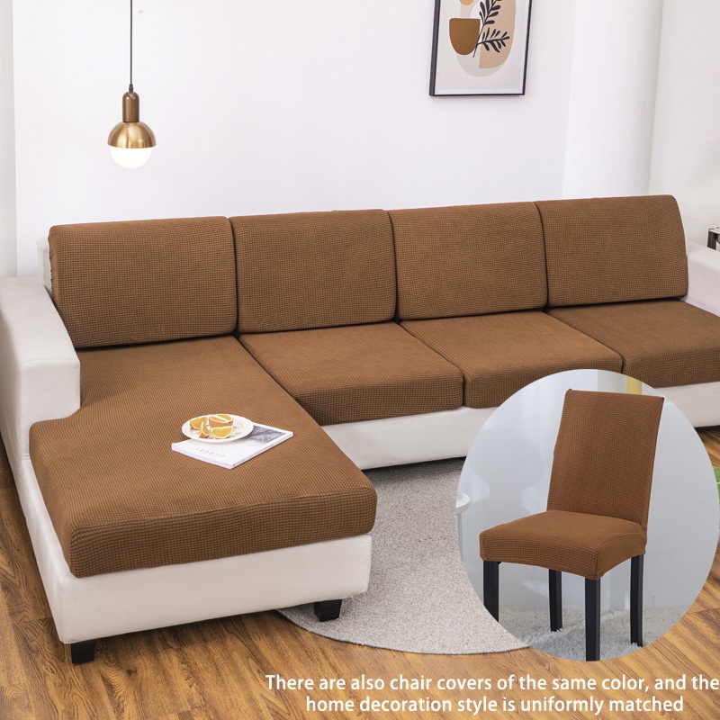 Elastic Stretchable Regular Large Size 1/2/3/4-seater L-shaped Suede Seat Solid Back Sofa Dust ...