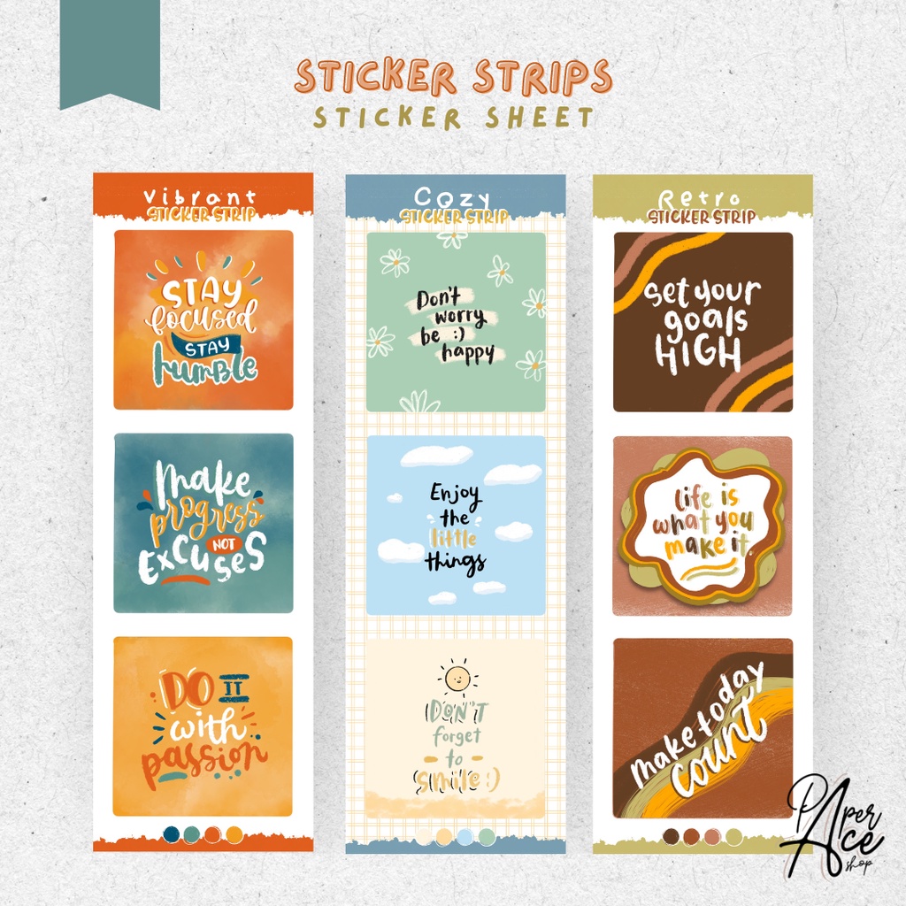 sticker strips version 1 | cozy, retro, vibrant | TS021 | journaling ...