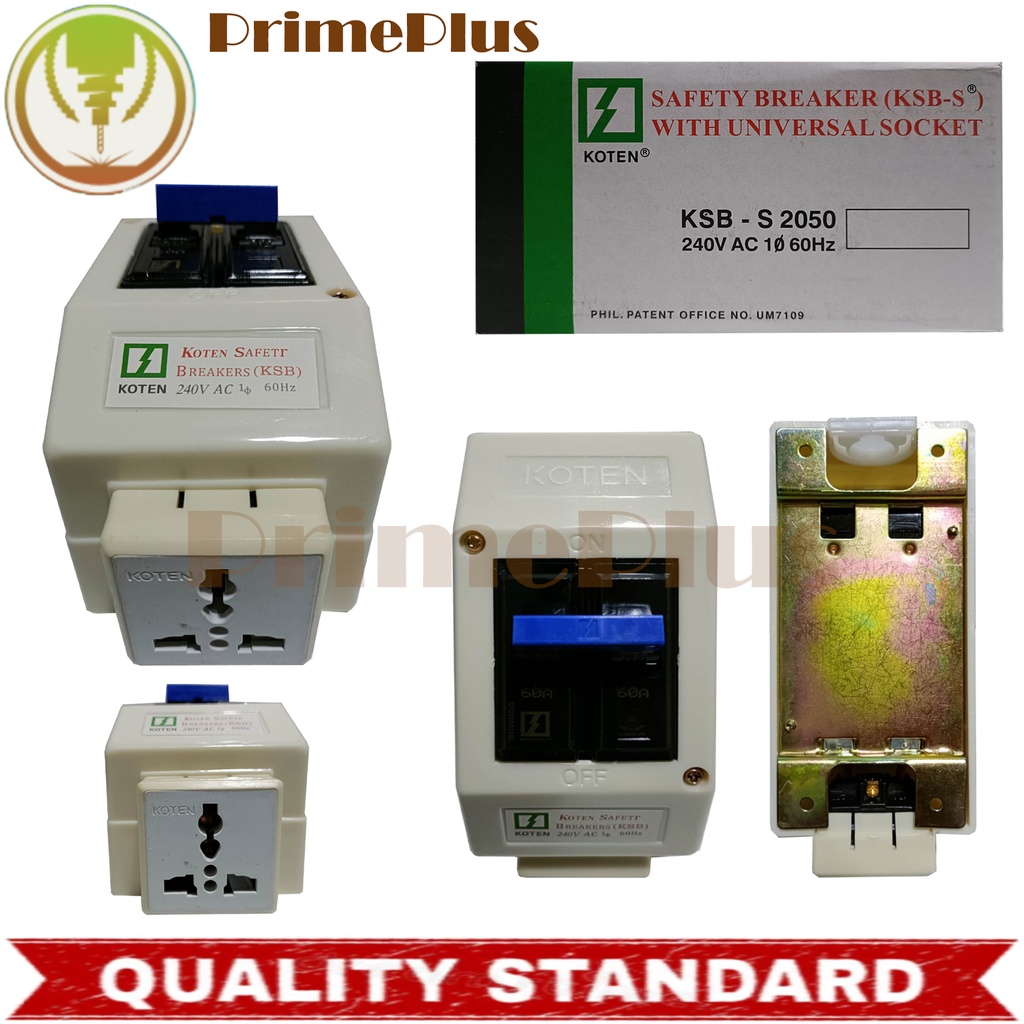 KOTENNn Safety Breaker KSB-S 240V AC 1ø 60HS With Universal Socket {Sold per pc} | Shopee ...