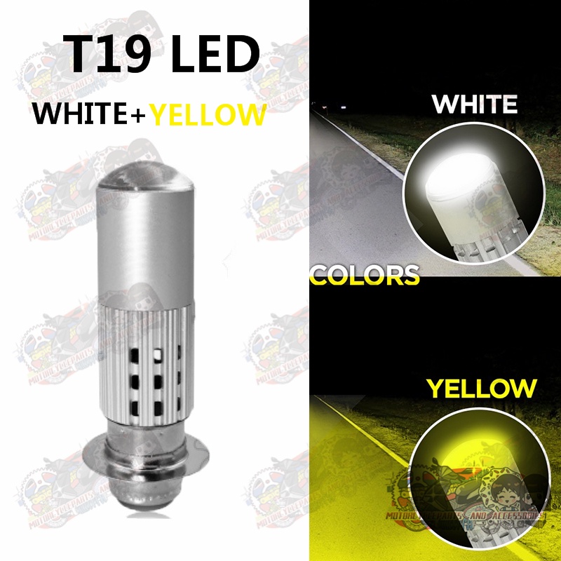 LJ Motorcycle white and yellow dual color head light T19 led xrm, wave ...