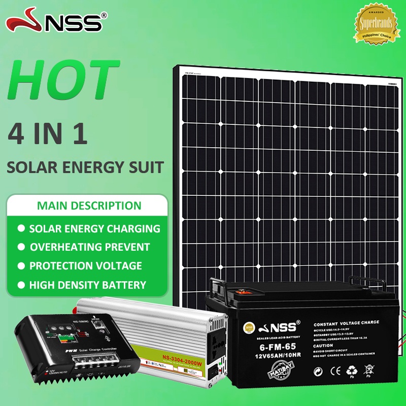 NSS 4 in 1 Invert Battery With Solar Panel Charge Controller Set ...