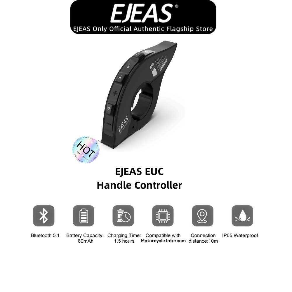 EJEAS EUC 1 Pack Bluetooth Motorcycle Intercom Handlebar Remote Control Wireless for Q2/Q7/V4 ...