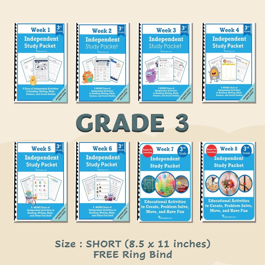 GRADE 3 Independent Study Packet (Worksheets / Workbooks) | Shopee ...