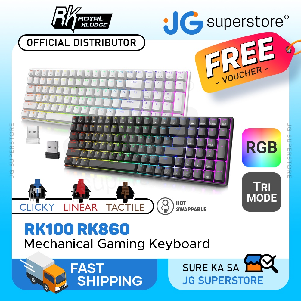 Royal Kludge RK RK100 RK860 100 Keys RGB Mechanical Gaming Keyboard Tri ...