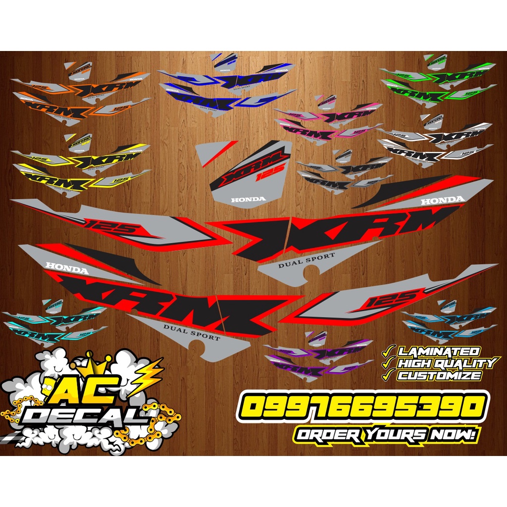 HONDA XRM 125 DECALS CUSTOM COLOR STOCK GRAY EDITION WITH FREEBIES ...