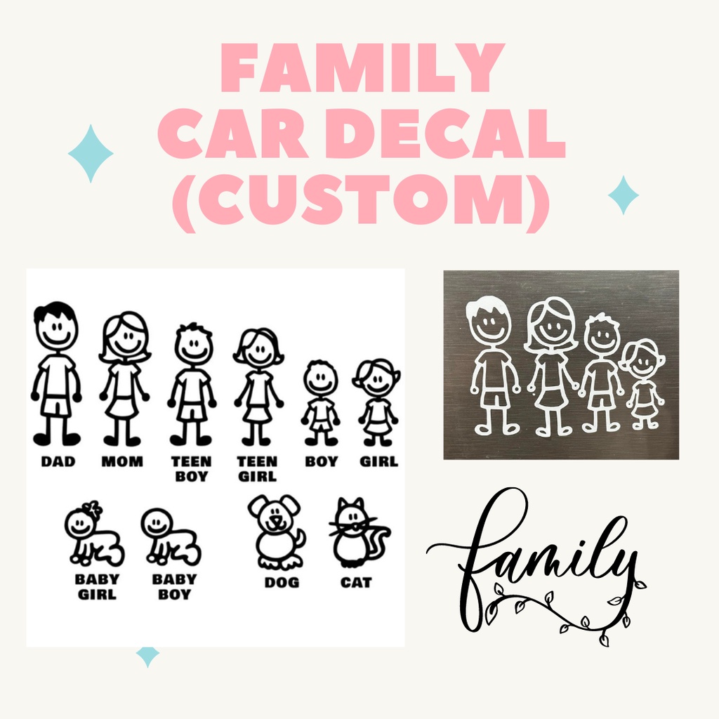 Family Car Decal (Customized) Vinyl Sticker Waterproof | Shopee Philippines