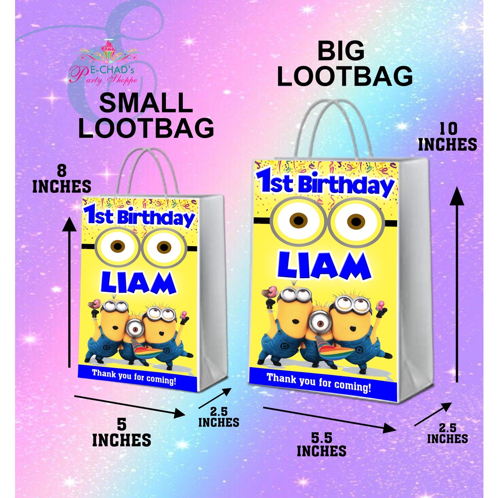 Minions theme lootbag / paper bag (10pcs./order) | Shopee Philippines