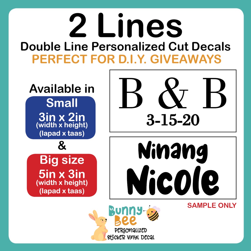 Double Line Ninong Ninang Baptismal Wedding Personalized Cut Decals ...