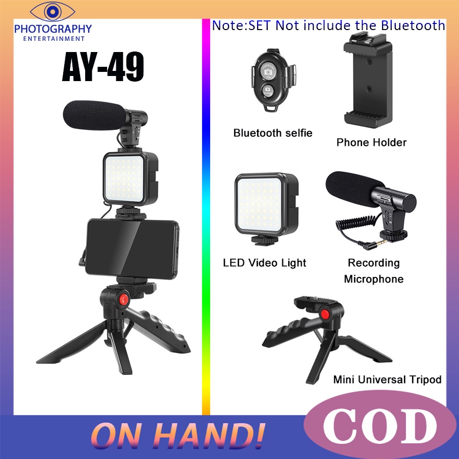 AY-49 Smartphone Vlogging Kit Video Recording Equipment Tripod Fill ...