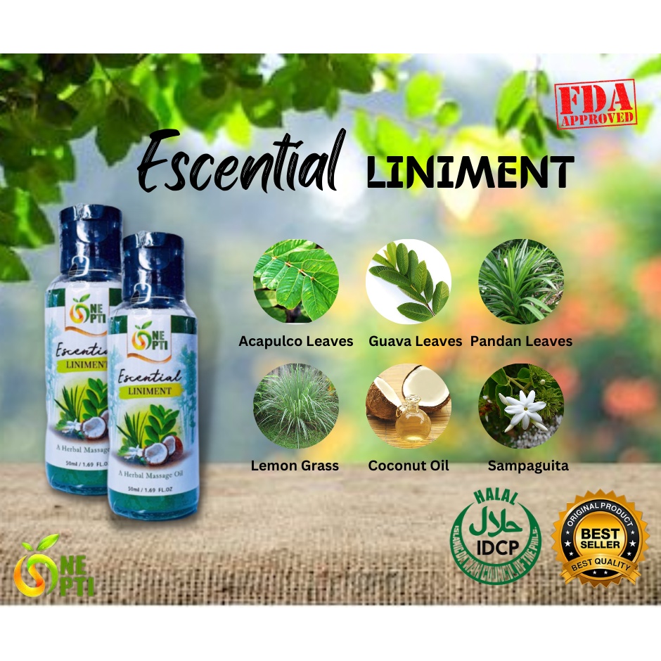 Escential Liniment Oil | Herbal Massage Oil 50ml | Shopee Philippines