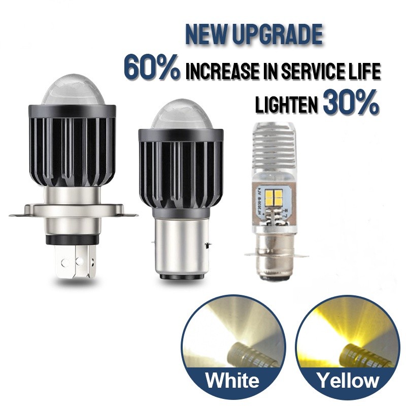 Motorcycle Electric LED Headlight Bulb Px15D H6 H4 Yellow+White Dual ...