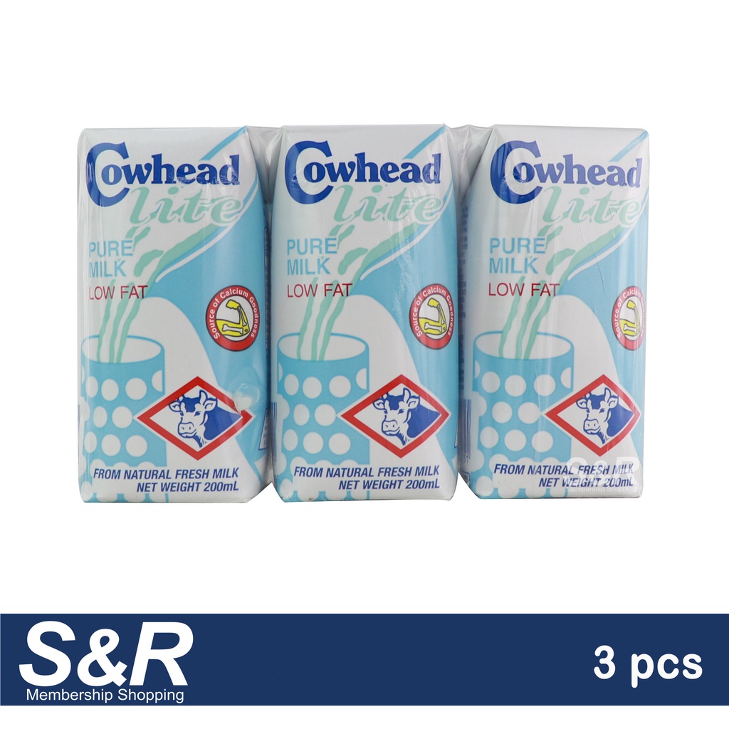 Cowhead Lite UHT Low Fat Pure Milk (200mL x 3pcs) | Shopee Philippines
