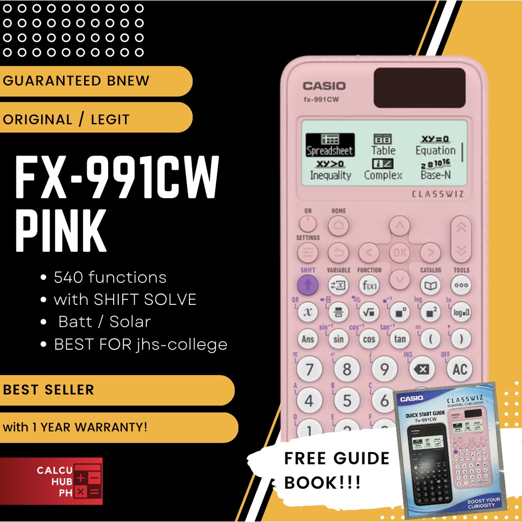 Casio Classwiz Fx991cw Scientific Calculator Pink Free Guide Book