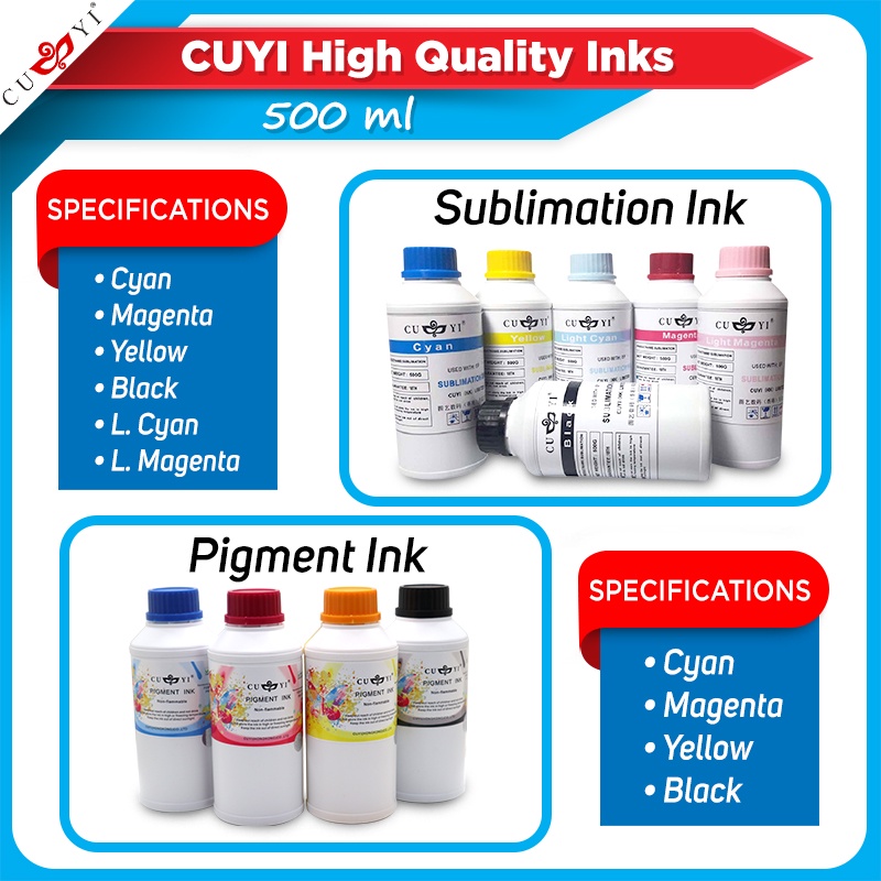 CUYI INK Pigment Ink // Sublimation Ink 500ML for Inkjet Printers ...