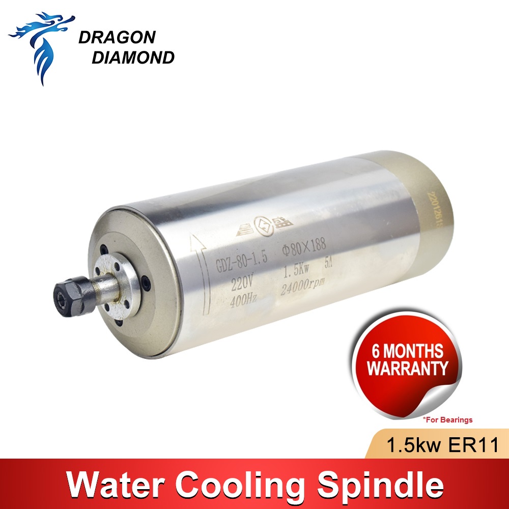Dragon Diamond Water Cooled Spindle Motor 1.5KW High Speed ER11 ER16 Collet for CNC Engraving ...