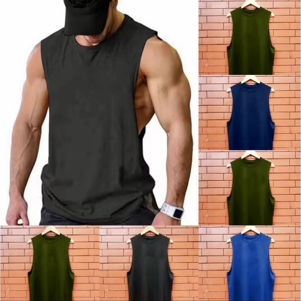 Plain Muscle Tee Sando Drop Arm Tees For Mens | Shopee Philippines