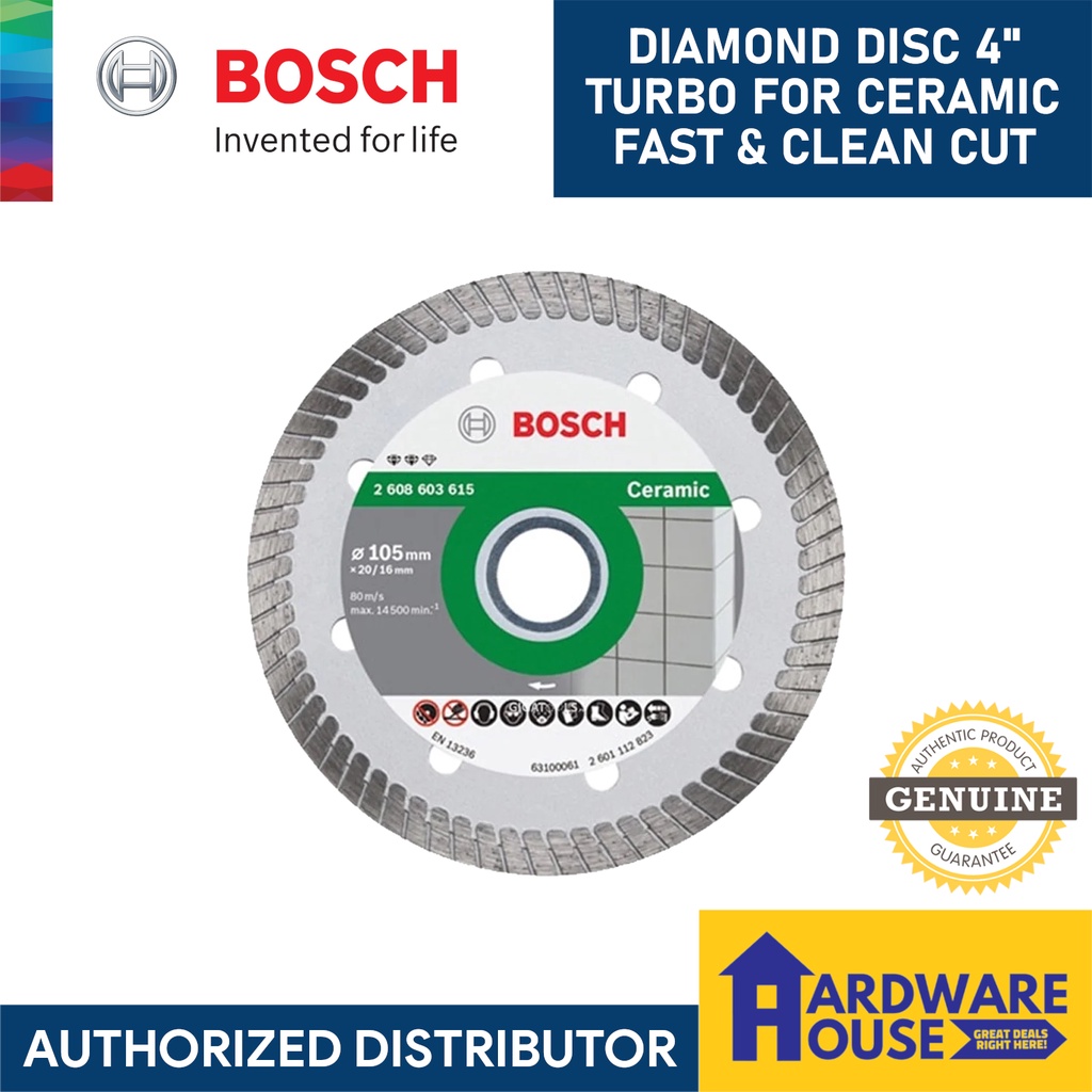 ORIGINAL BOSCH Diamond Disc 4" Turbo For Ceramic Tiles Cutter Fast ...