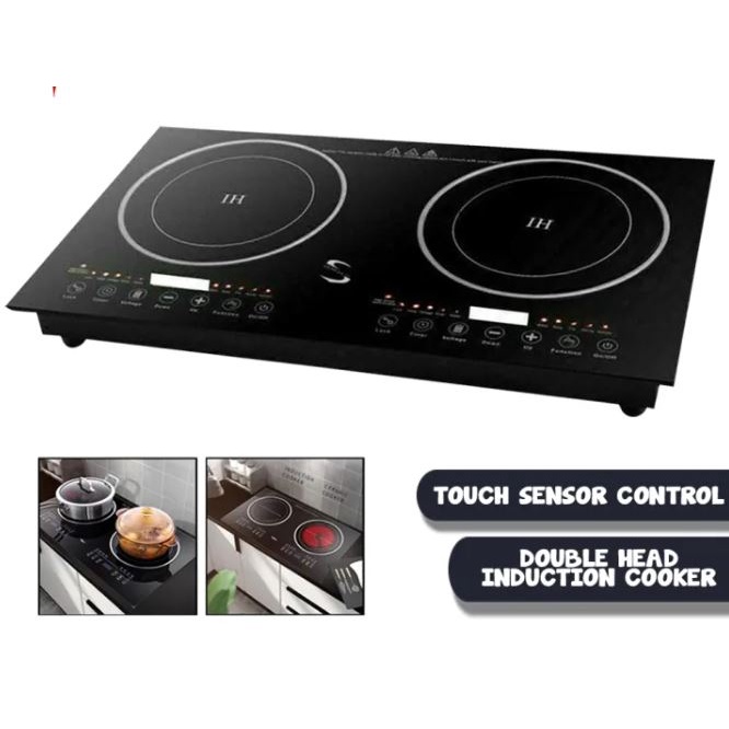 Induction Cooker Double Head, 220V 4000W Countertop Double Burner ...