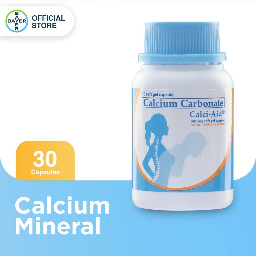 Calci-Aid Calcium Carbonate 500mg 30 Softgel Capsules (1 Bottle ...