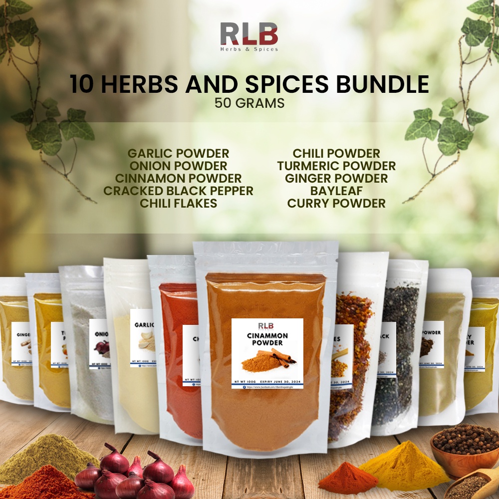 Herbs and Spices Bundle - 50 grams Pouch Dried Herbs & Spices for ...