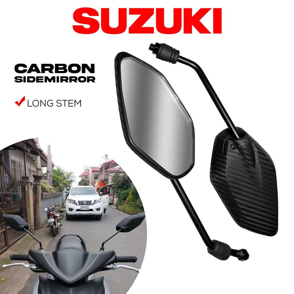Suzuki Raider J115 Fi | LONG STEM MOTORCYCLE SIDE MIRROR CARBON BLACK ...