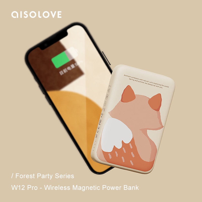 SOLOVE W12Pro Mini Texture Wireless Magnetic Power Bank 10000mAh Animal ...